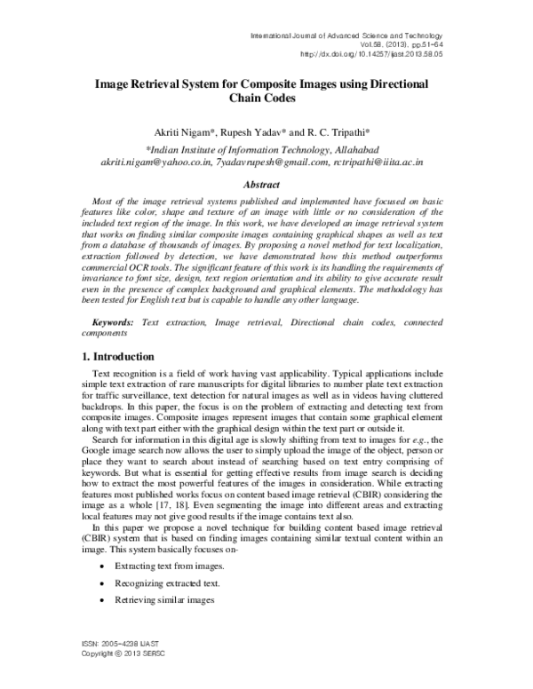 (PDF) Image Retrieval System for Composite Images using Directional Chain Codes