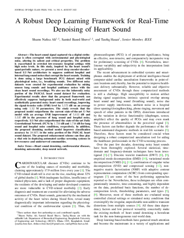 (PDF) A Robust Deep Learning Framework for Real-Time Denoising of Heart ...