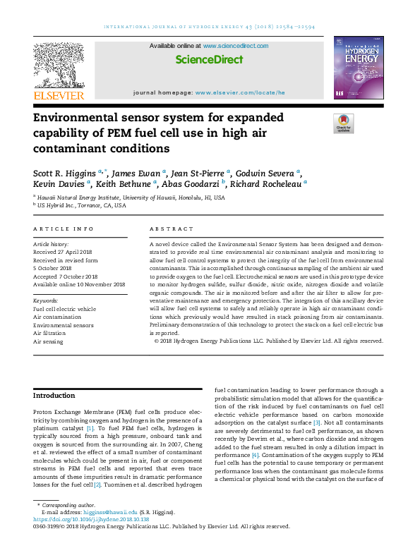 (PDF) Environmental sensor system for expanded capability of PEM fuel ...