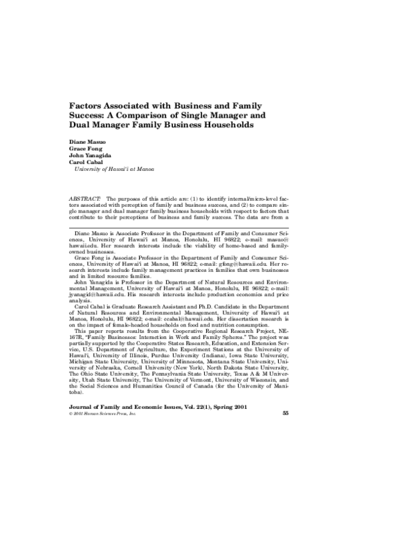 (PDF) Factors Associated with Business and Family Success: A Comparison ...