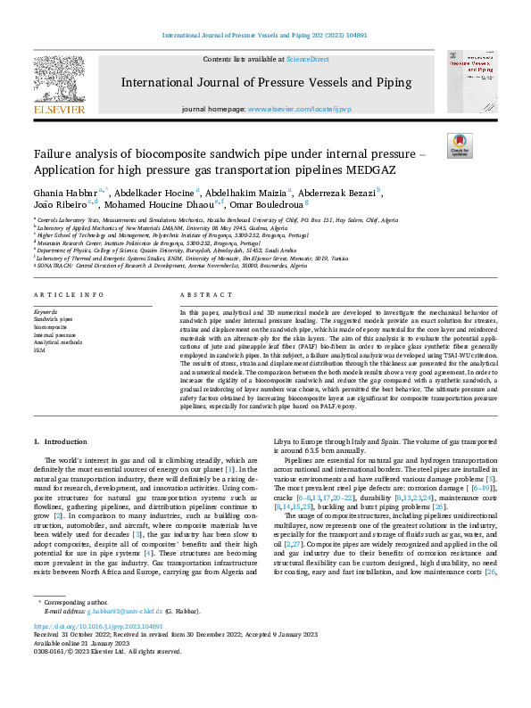 (PDF) Failure analysis of biocomposite sandwich pipe under internal ...