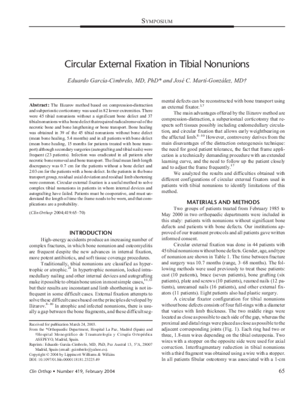 (PDF) Circular External Fixation in Tibial Nonunions