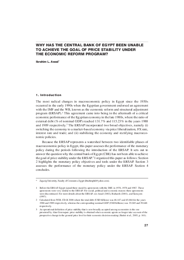 (PDF) Why Has the Central Bank of Egypt Been Unable to Achieve The Goal ...