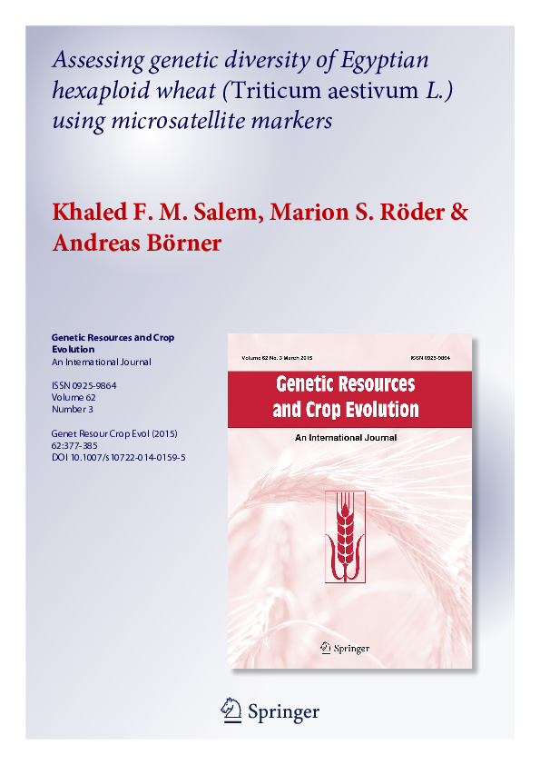 Pdf Genetic Resources And Crop Evolution An International Journal
