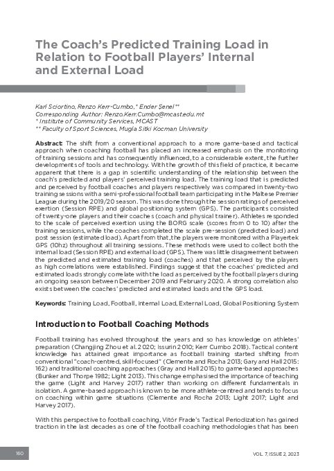 (PDF) The Coachs Predicted Training Load in Relation to Football ...
