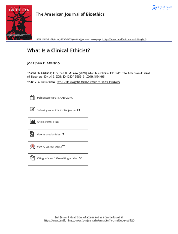 (PDF) What Is a Clinical Ethicist?