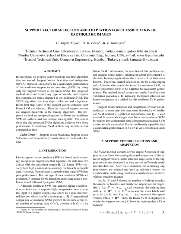 (PDF) Support Vector Selection and Adaptation for Remote Sensing Classification