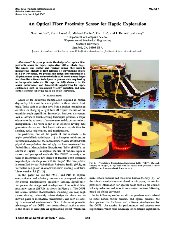 (PDF) An Optical Fiber Proximity Sensor for Haptic Exploration