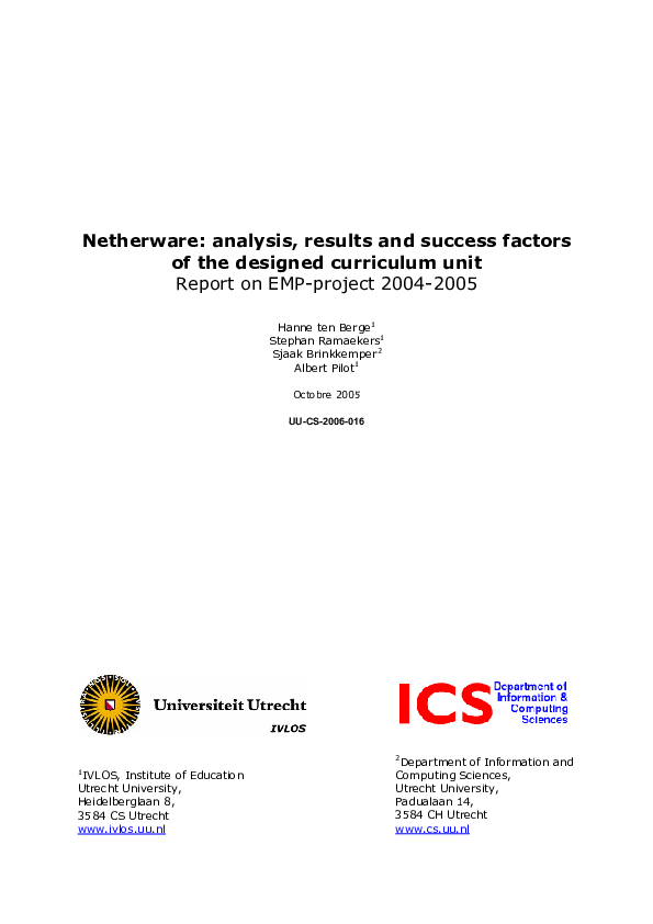 (PDF) Netherware: analysis, results and success factors of the designed ...