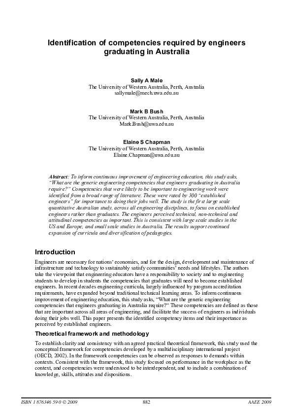 (PDF) Identification of competencies required by engineers graduating ...