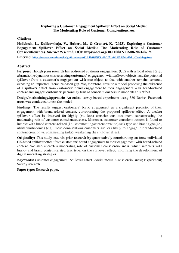 (PDF) Exploring a Customer Engagement Spillover Effect on Social Media ...