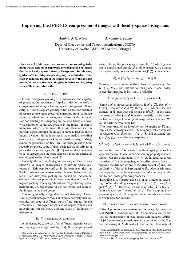 (PDF) Improving the JPEG-LS compression of images with locally sparse histograms