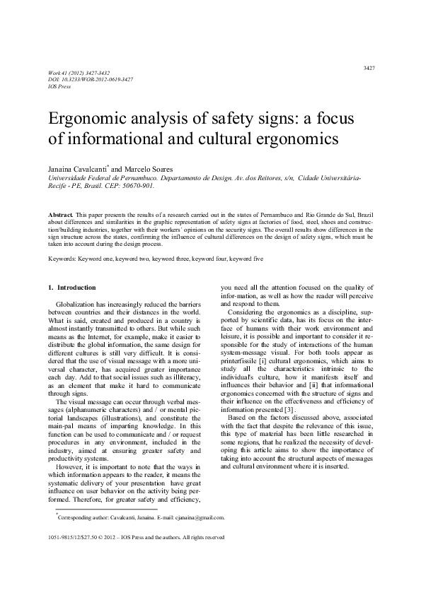 (PDF) Ergonomic analysis of safety signs: a focus of informational and ...