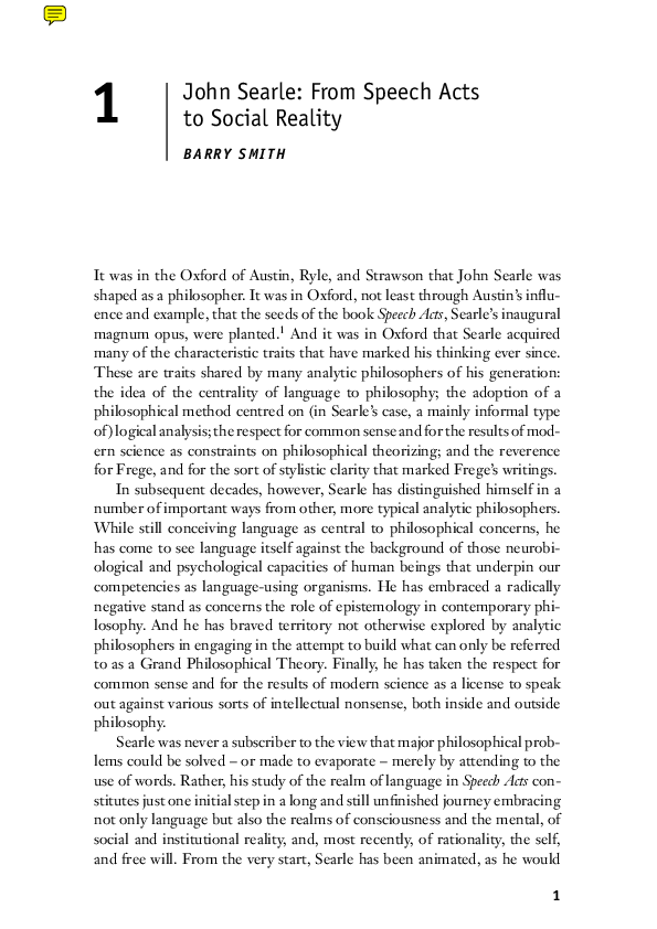 (PDF) John Searle: From Speech Acts to Social Reality