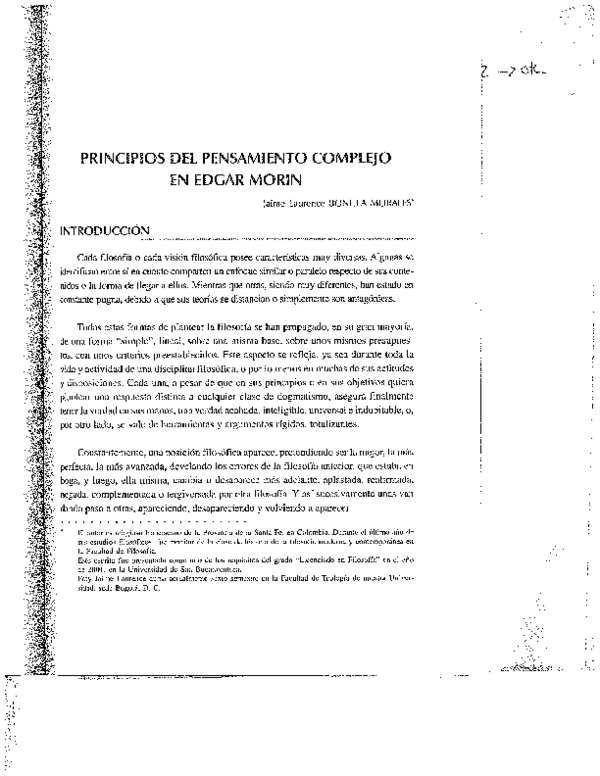 (PDF) Principios del pensamiento complejo en Edgar Morín