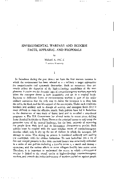 (PDF) Environmental Warfare and Ecocide — Facts, Appraisal, and Proposals