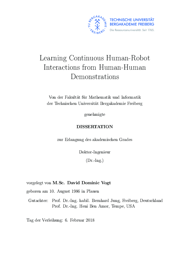 (PDF) Learning Continuous Human-Robot Interactions from Human-Human ...
