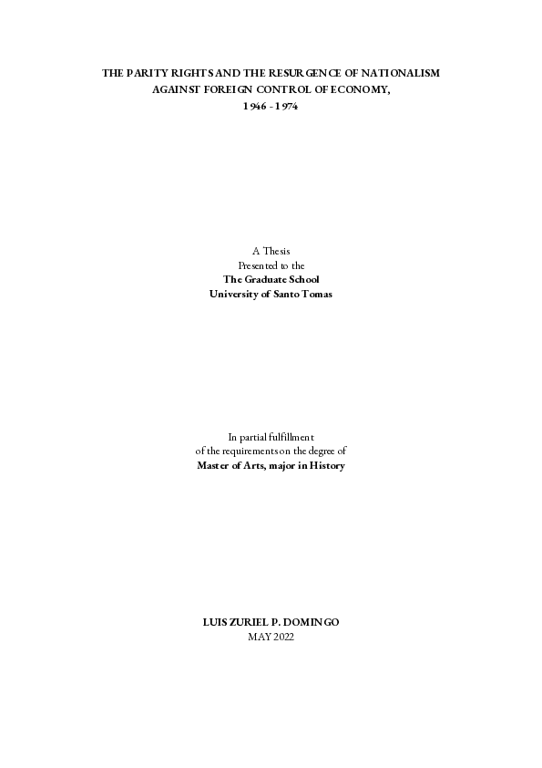 (PDF) The Parity Rights and the Resurgence of Nationalism against ...