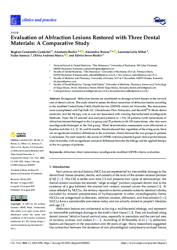 (PDF) Evaluation of Abfraction Lesions Restored with Three Dental ...