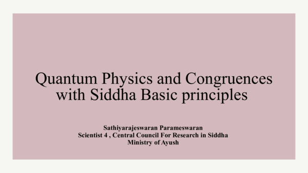 (PPT) Quantum Physics and Congruences with Siddha Basic principles