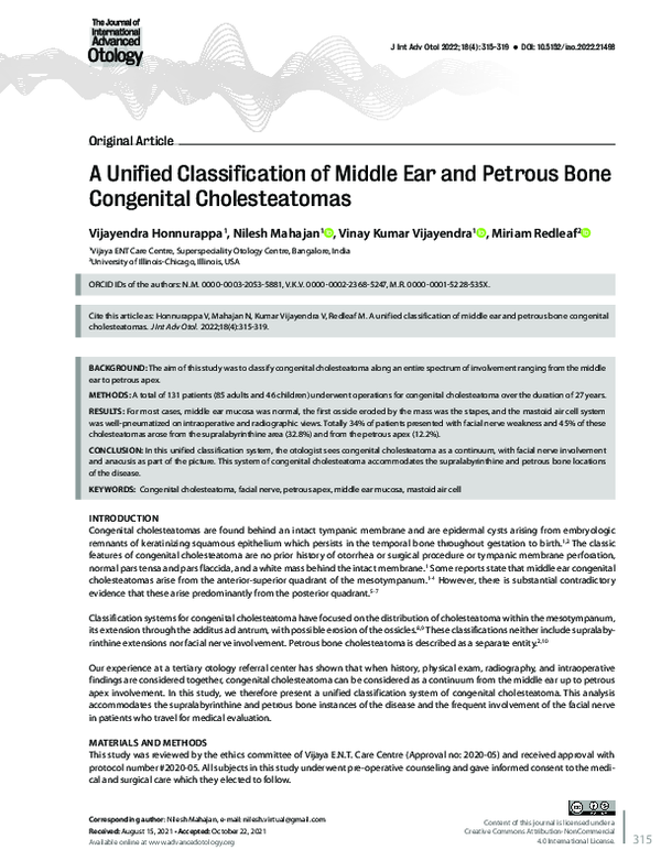 (PDF) A Unified Classification of Middle Ear and Petrous Bone ...