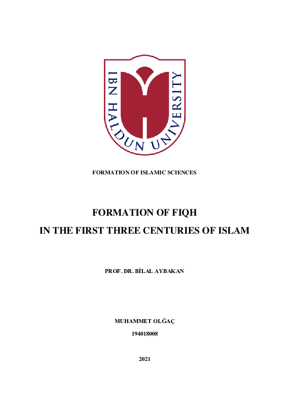 (PDF) FORMATION OF FIQH IN THE FIRST THREE CENTURIES OF ISLAM