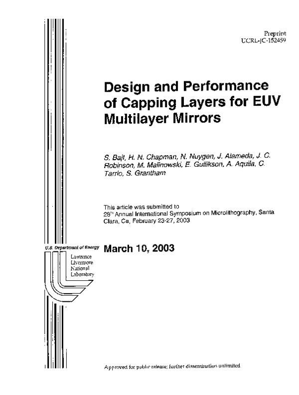 (PDF) Design and performance of capping layers for EUV multilayer ...