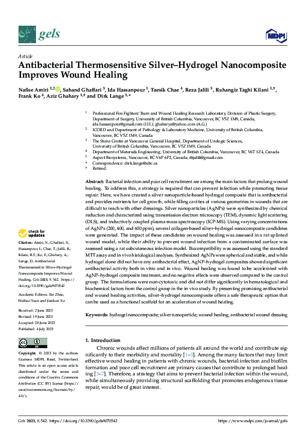 (PDF) Antibacterial Thermo-Sensitive Silver Hydrogel Nanocomposite Improves Wound Healing