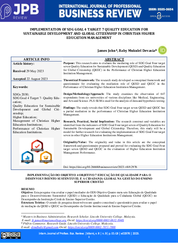 (PDF) Implementation of SDG Goal 4 Target 7 Quality Education for ...