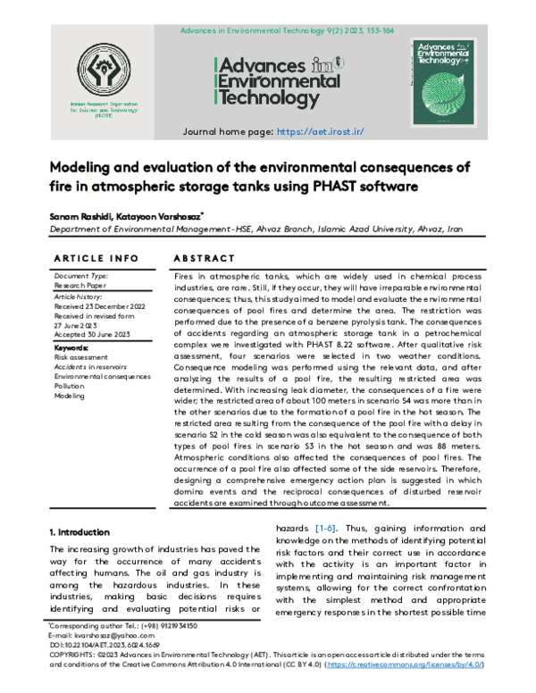 (PDF) Modeling and evaluation of the environmental consequences of fire ...