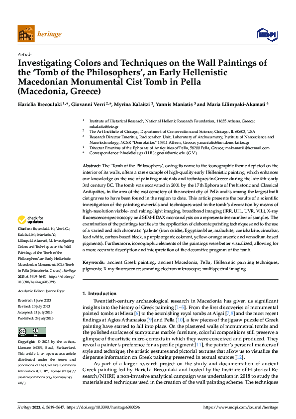 (PDF) Investigating Colors and Techniques on the Wall Paintings of the ...