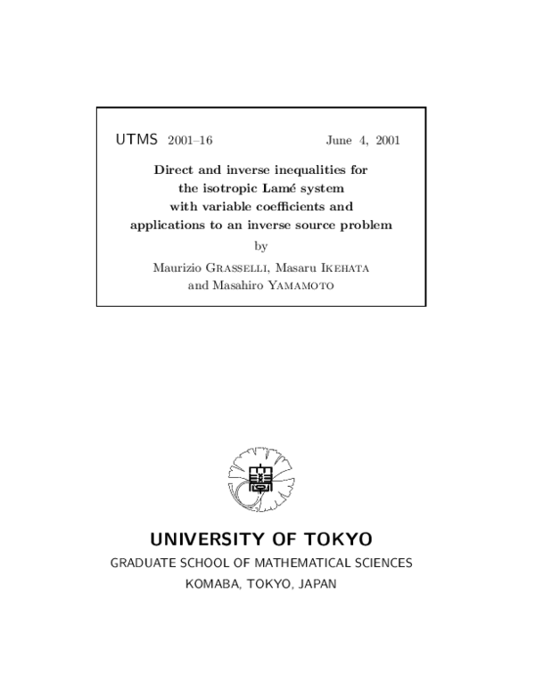 (PDF) Direct and inverse inequalities for the isotropic Lamé system with variable coefficients
