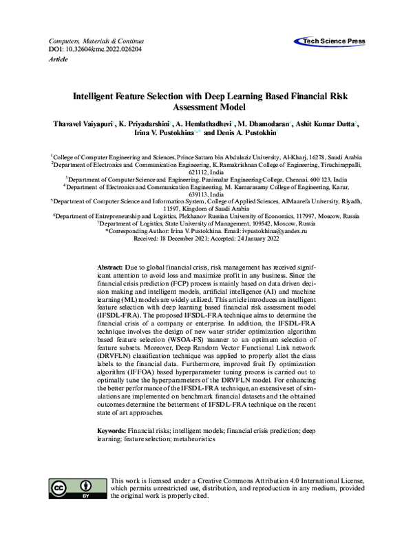 (PDF) Intelligent Feature Selection with Deep Learning Based Financial ...
