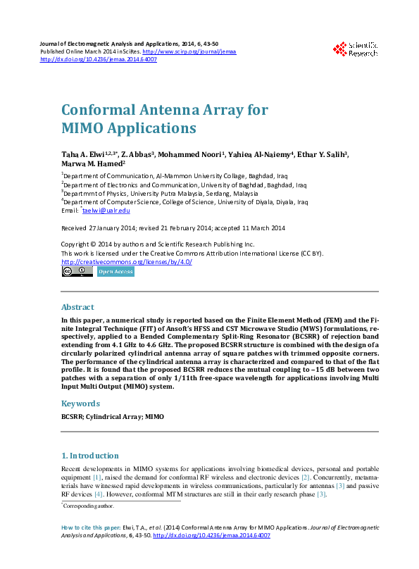 (PDF) Conformal Antenna Array for MIMO Applications