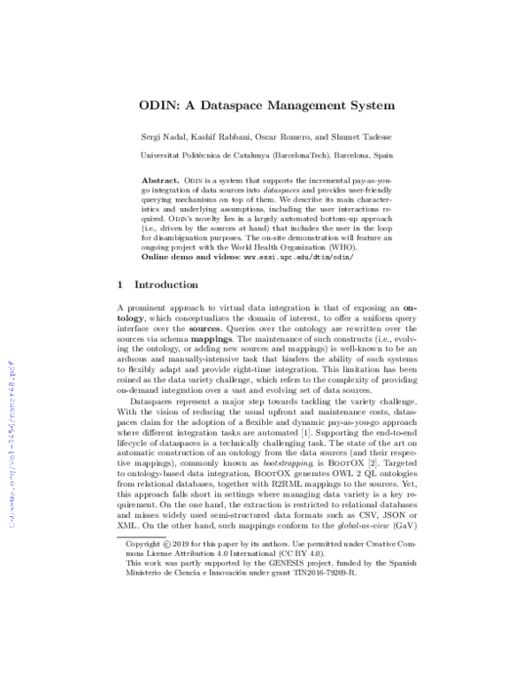 (PDF) ODIN: A Dataspace Management System | Kashif Rabbani - Academia.edu