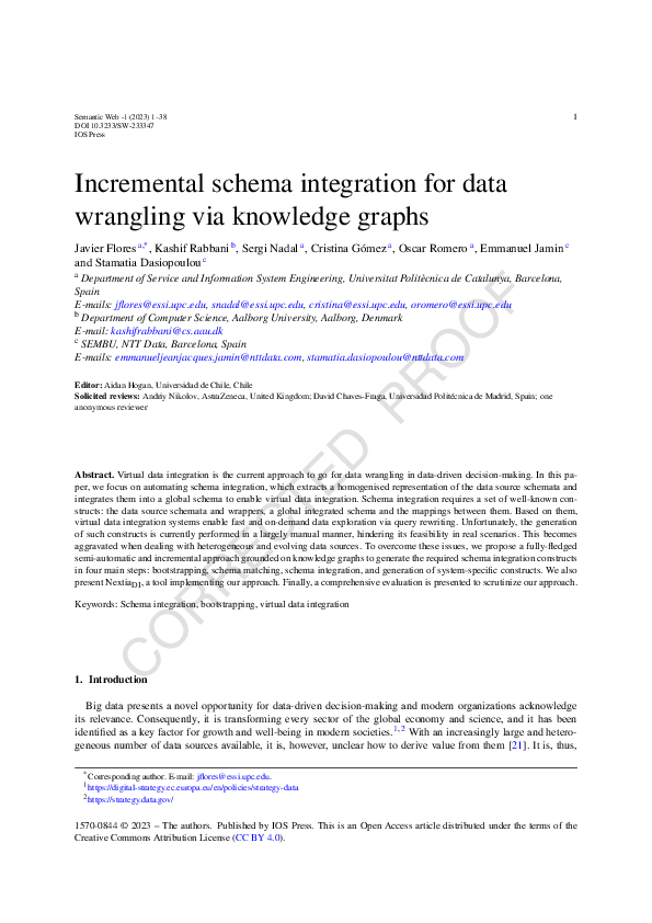 Pdf Incremental Schema Integration For Data Wrangling Via Knowledge Graphs 5722