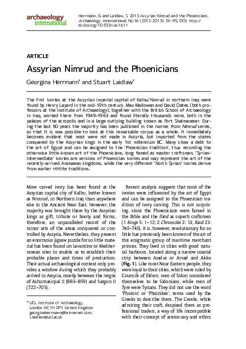 (PDF) Assyrian Nimrud and the Phoenicians