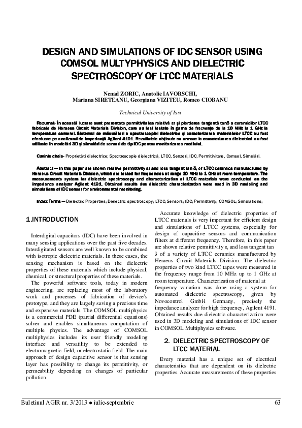 (PDF) Design and Simulations of Idc Sensor Using Comsol Multyphysics ...