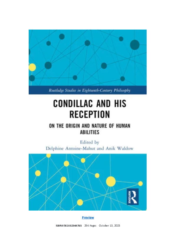 (PDF) "Condillac and his Reception. On the origin and Nature of Human ...