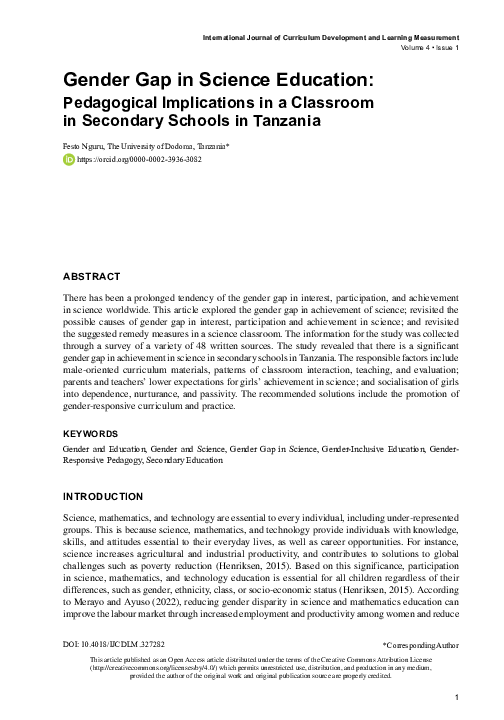 (PDF) Gender Gap in Science Education