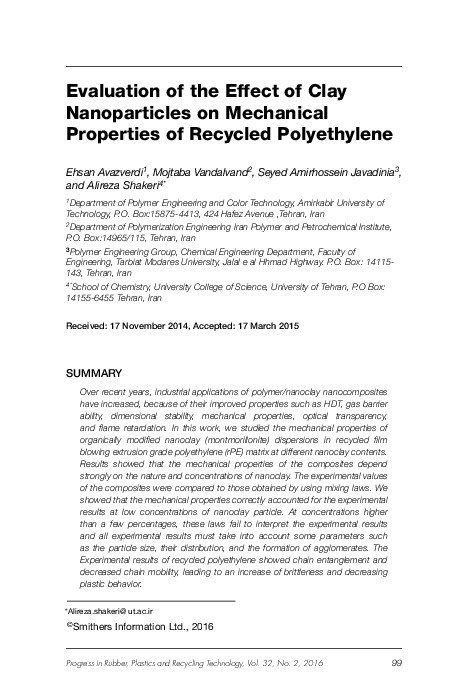 (PDF) Evaluation of the Effect of Clay Nanoparticles on Mechanical ...