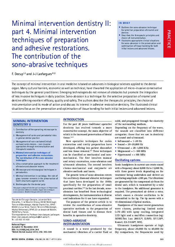 (PDF) Minimal intervention dentistry II: part 4. Minimal intervention ...