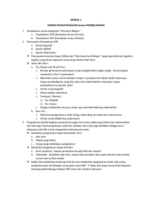 (DOC) Rangkuman Modul 1 Evaluasi Pembelajaran Universitas Terbuka