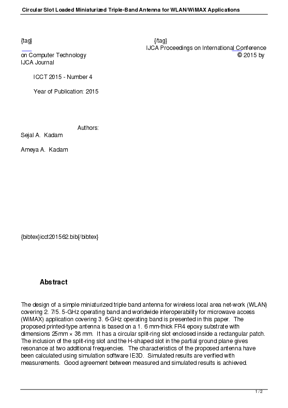 (PDF) Circular Slot Loaded Miniaturized Triple-Band Antenna for WLAN ...