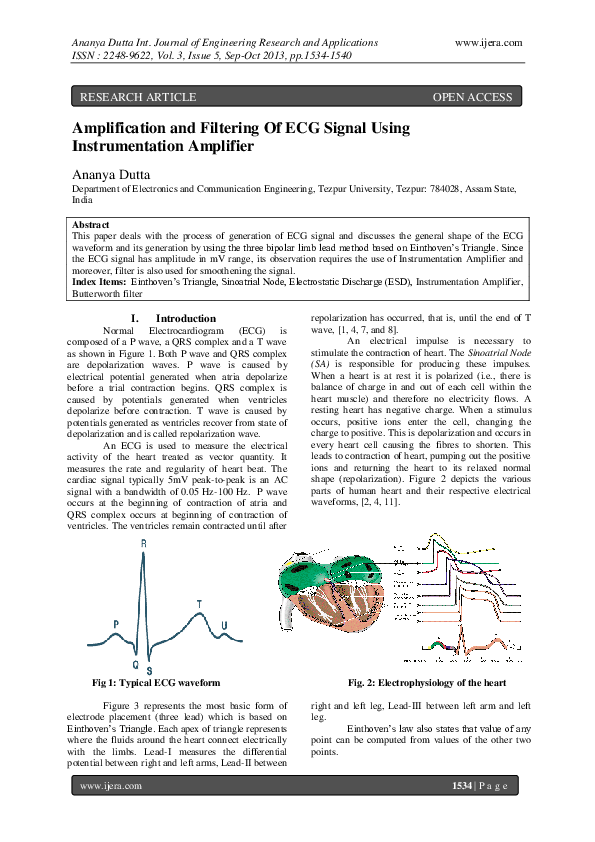 (PDF) Amplification and Filtering Of ECG Signal Using Instrumentation ...