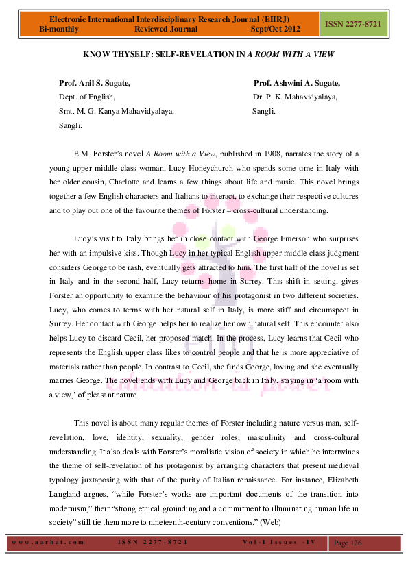 (PDF) Know Thyself: Self-Revelation in a Room with a View