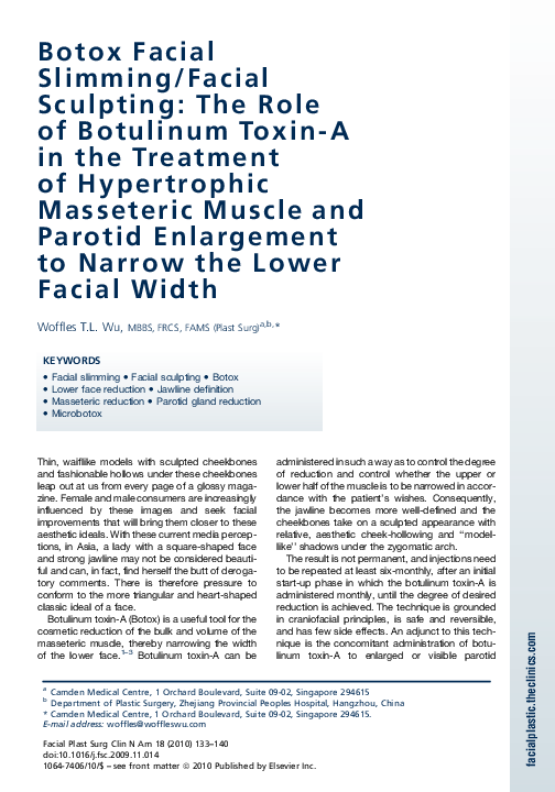 (PDF) Botox facial slimming/facial sculpting: the role of botulinum ...