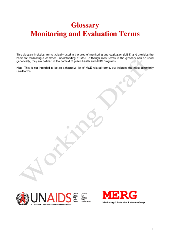 (PDF) Glossary of Monitoring and Evaluation Terms