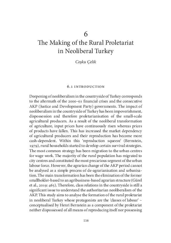 (PDF) The Making of the Rural Proletariat in Neoliberal Turkey. in The ...