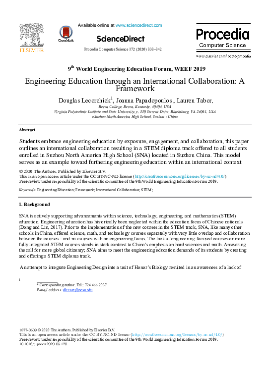 (PDF) Engineering Education through an International Collaboration: A Framework